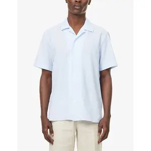 Corneliani Seersuk Camp Short Sleeve Cotton Shirt