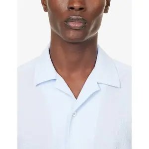 Corneliani Seersuk Camp Short Sleeve Cotton Shirt