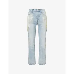 COLE BUXTON Paint-marked Straight-leg Denim Jeans