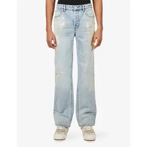 COLE BUXTON Paint-marked Straight-leg Denim Jeans