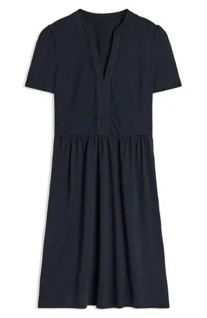 Boden Naomi Picot Trim Cotton Blend Jersey Dress - Navy
