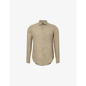 Corneliani Long-sleeve Pointed-collar Linen Shirt