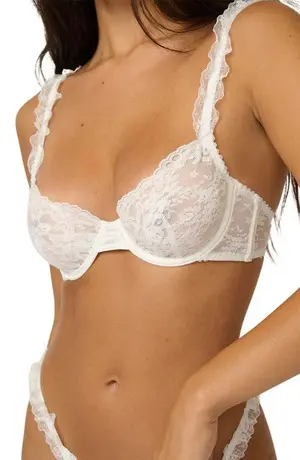 KAT THE LABEL Lulu Ruffle Lace Trim Underwire Bra