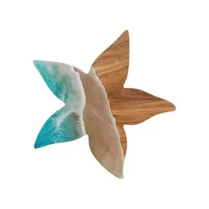 GALLERIE II Sea Star Wave Coastal Wood Novelty Animal Shaped Serving Platter 12 - Brown