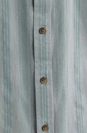 Brixton Cru Textured Stripe Short Sleeve Cotton Dobby Button-up Shirt - Trooper