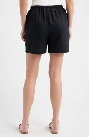 Caslon Linen Blend Drawstring Shorts - Black