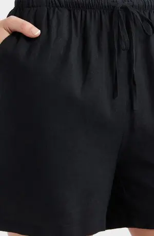 Caslon Linen Blend Drawstring Shorts - Black