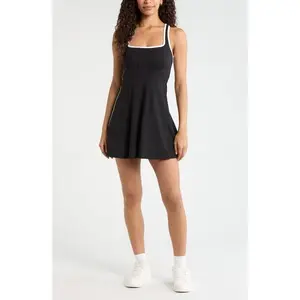 Zella Contrast Binding Minidress - Black