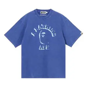 A BATHING APE Relaxed Fit Tee With College Print - Blue