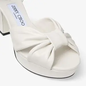 JIMMY CHOO Heloise 80 Latte Nappa Leather Platform Sandals