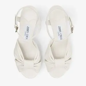 JIMMY CHOO Heloise 80 Latte Nappa Leather Platform Sandals