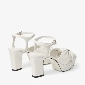 JIMMY CHOO Heloise 80 Latte Nappa Leather Platform Sandals