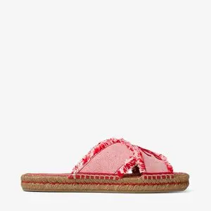 JIMMY CHOO Aciel Frayed Canvas Flat Sandals