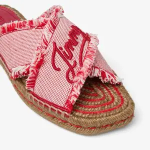 JIMMY CHOO Aciel Frayed Canvas Flat Sandals