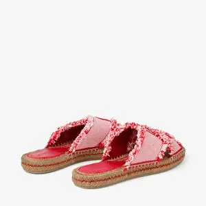 JIMMY CHOO Aciel Frayed Canvas Flat Sandals