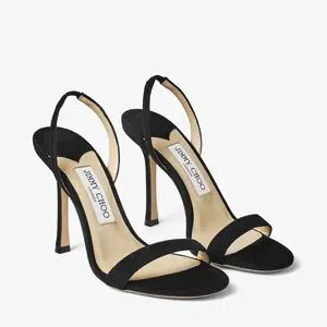 JIMMY CHOO Jenn 100 Suede Sandals - Black