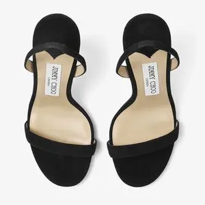 JIMMY CHOO Jenn 100 Suede Sandals - Black