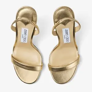 JIMMY CHOO Jenn 100 Gold Metallic Nappa Leather Sandals - Silver