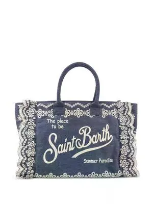 MC2 SAINT BARTH Embroidered Ruffled Tote Bag