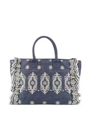 MC2 SAINT BARTH Embroidered Ruffled Tote Bag