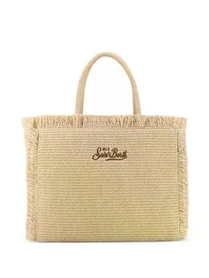 MC2 SAINT BARTH Crystal-embellished Frayed Tote Bag - Neutrals