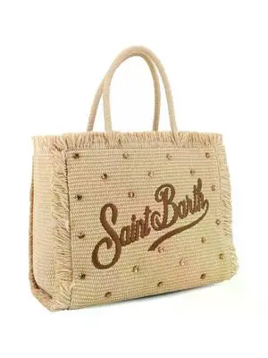 MC2 SAINT BARTH Crystal-embellished Frayed Tote Bag - Neutrals