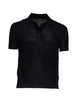 RAKKI Honeycomb-knit V-neck Polo Shirt
