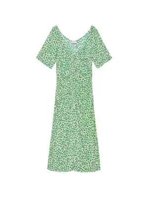 GANNI Printed Midi Dress - Neutrals