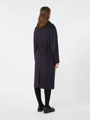 Max Mara Wool Broadcloth Robe Coat - Navy