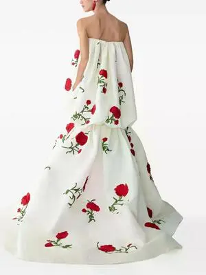 Carolina Herrera Carnation-embroidered Bubble Gown