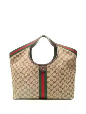 Gucci Gg Web Tote Bag - Neutrals