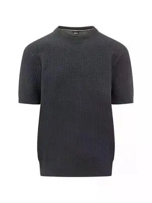 BOSS Waffle-knit Cotton Sweater - Grey