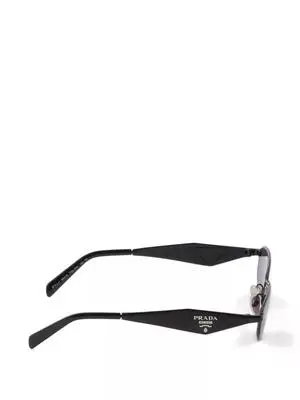 Prada Oval Sunglasses With Logo Detail - Black