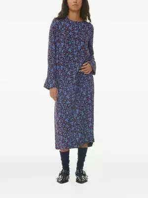 GANNI Floral Long-sleeve Midi Dress