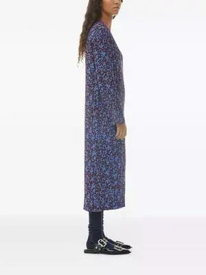 GANNI Floral Long-sleeve Midi Dress