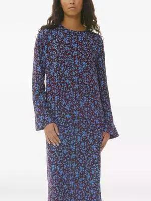 GANNI Floral Long-sleeve Midi Dress