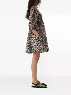 GANNI Animal-print Mini Dress - Neutrals