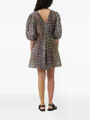 GANNI Animal-print Mini Dress - Neutrals