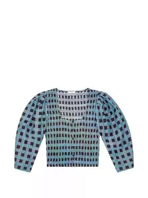 GANNI Check Smocked Top
