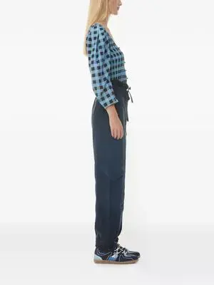 GANNI Check Smocked Top