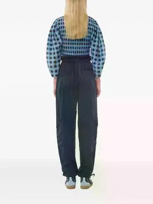 GANNI Check Smocked Top