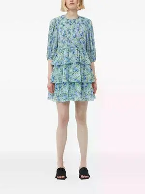 GANNI Floral Tiered Mini Dress