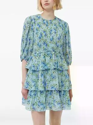 GANNI Floral Tiered Mini Dress