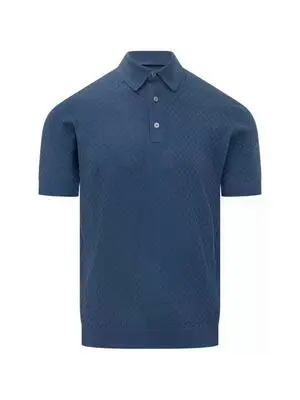 FILIPPO DE LAURENTIIS Textured Polo-shirt - Blue