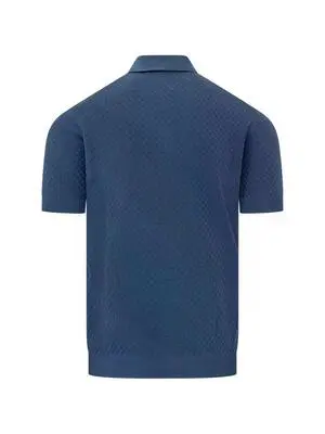 FILIPPO DE LAURENTIIS Textured Polo-shirt - Blue