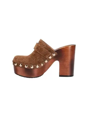 Gucci Gg Monogram Suede Wedges
