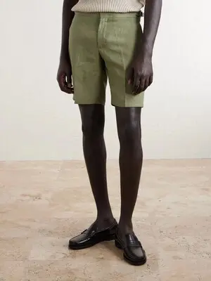 Orlebar Brown Straight-leg Tailored Linen Shorts - Green