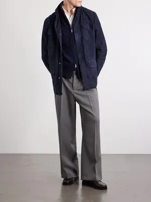 Thom Sweeney Suede Field Jacket - Blue