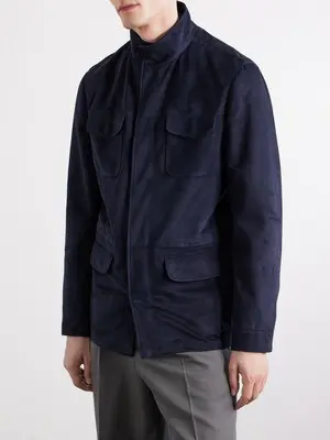 Thom Sweeney Suede Field Jacket - Blue