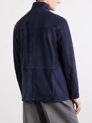 Thom Sweeney Suede Field Jacket - Blue